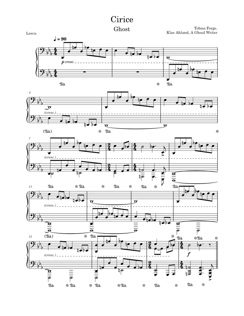 Cirice – Ghost Sheet music for Piano (Solo) | Musescore.com