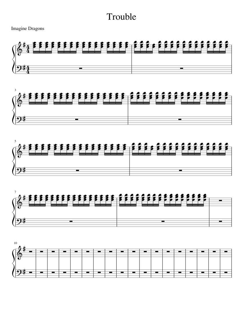 Trouble Sheet music for Piano (Solo) | Download and print in PDF or ...