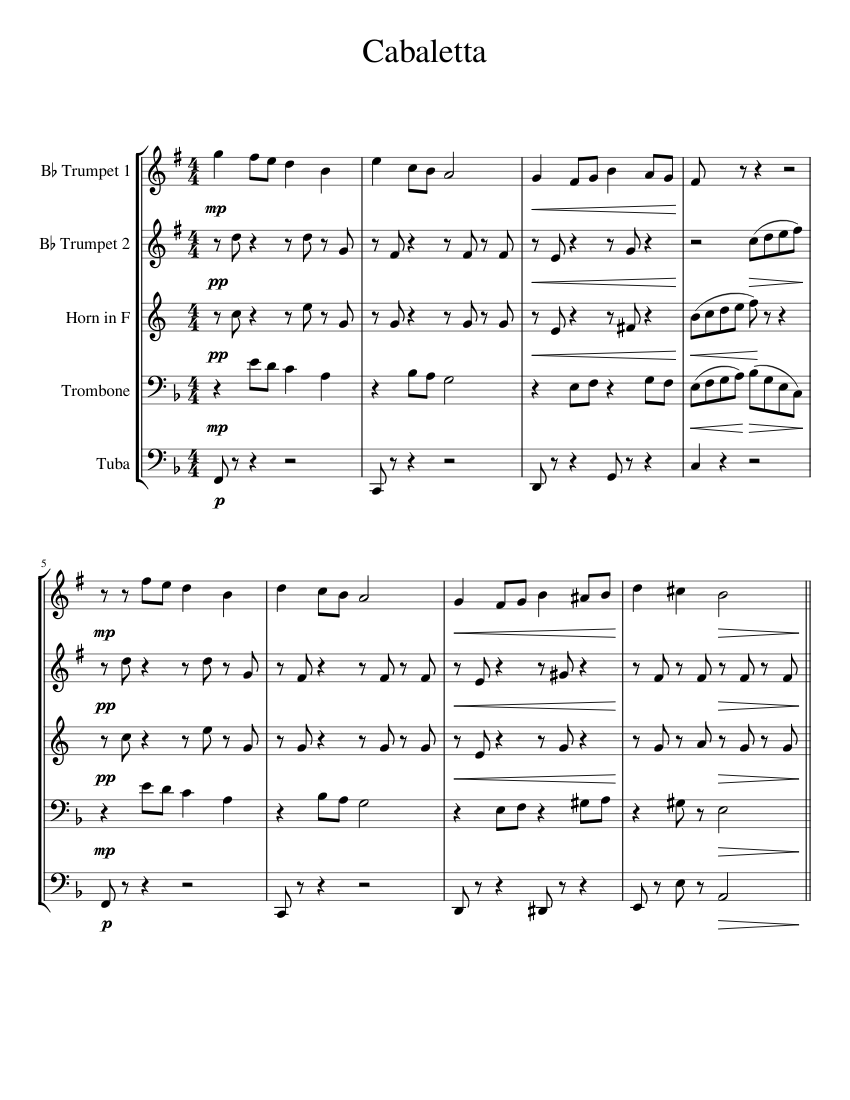 Cabaletta score Sheet music for Trombone, Tuba, Trumpet in b-flat ...