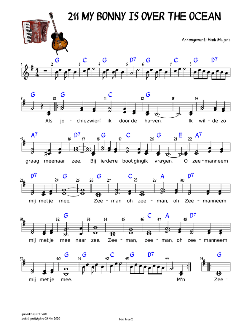 My Bonnie is over the ocean Sheet music for Accordion (Solo ...