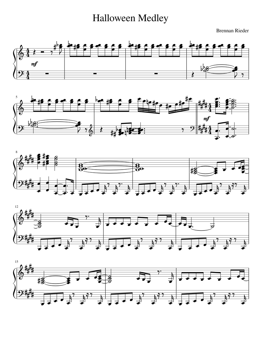Halloween Medley Sheet Music for Piano (Solo) | MuseScore.com
