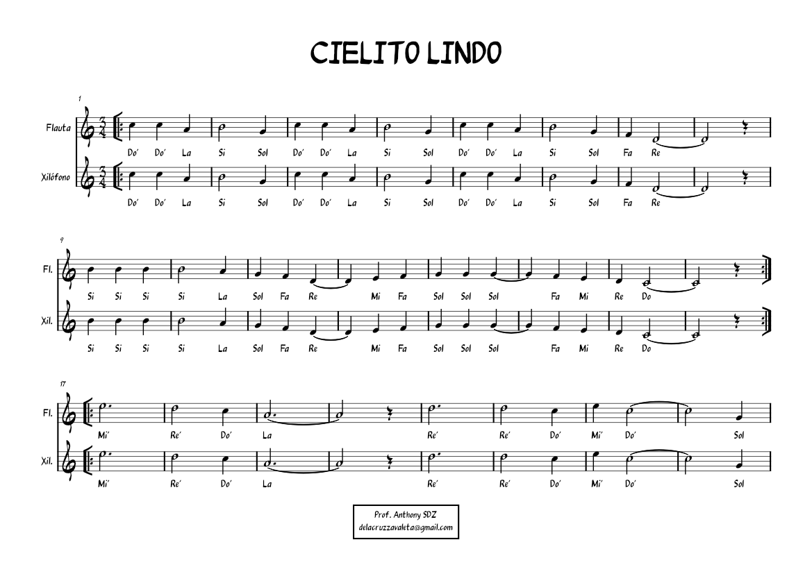 CIELITO LINDO Sheet music for Flute (Solo) | Musescore.com