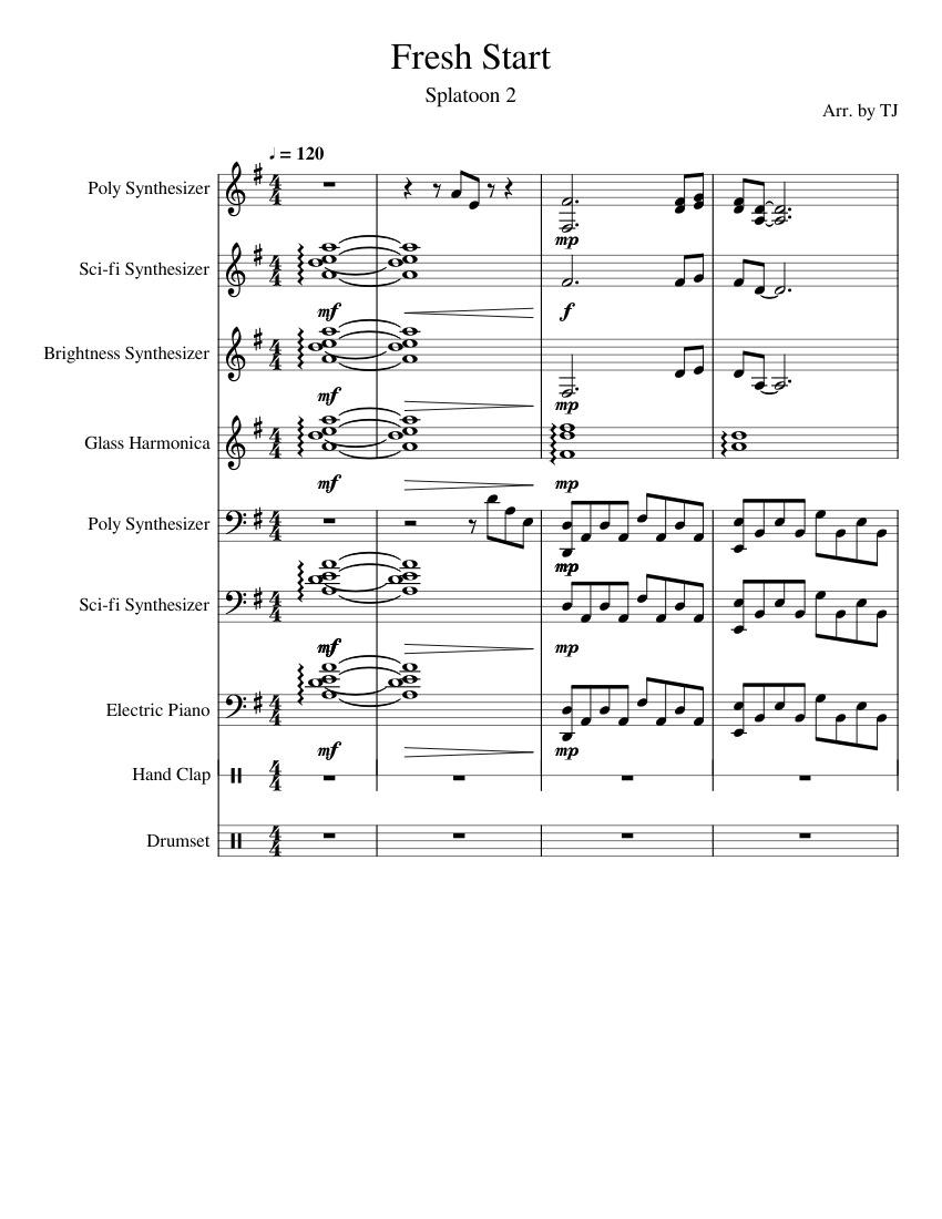 Fresh Start Sheet music for Piano, Drum group, Synthesizer, Hand clap ...