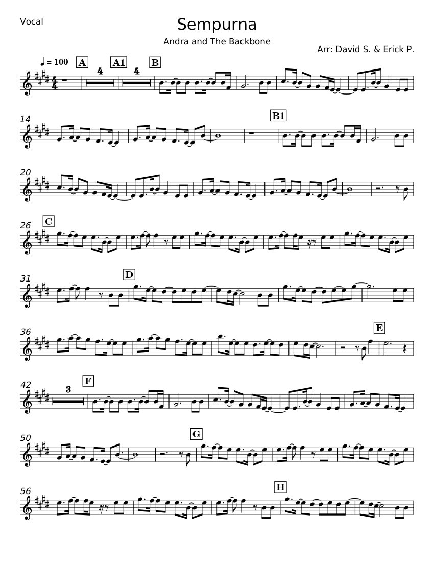 Sempurna - Andra and the BackBone Sheet Music for Vocals (Solo ...
