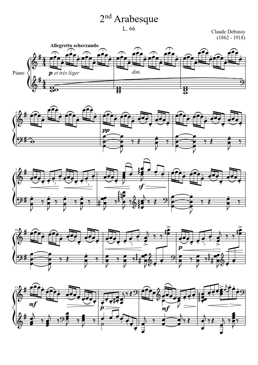 2nd Arabesque Sheet music for Piano (Solo) | Musescore.com