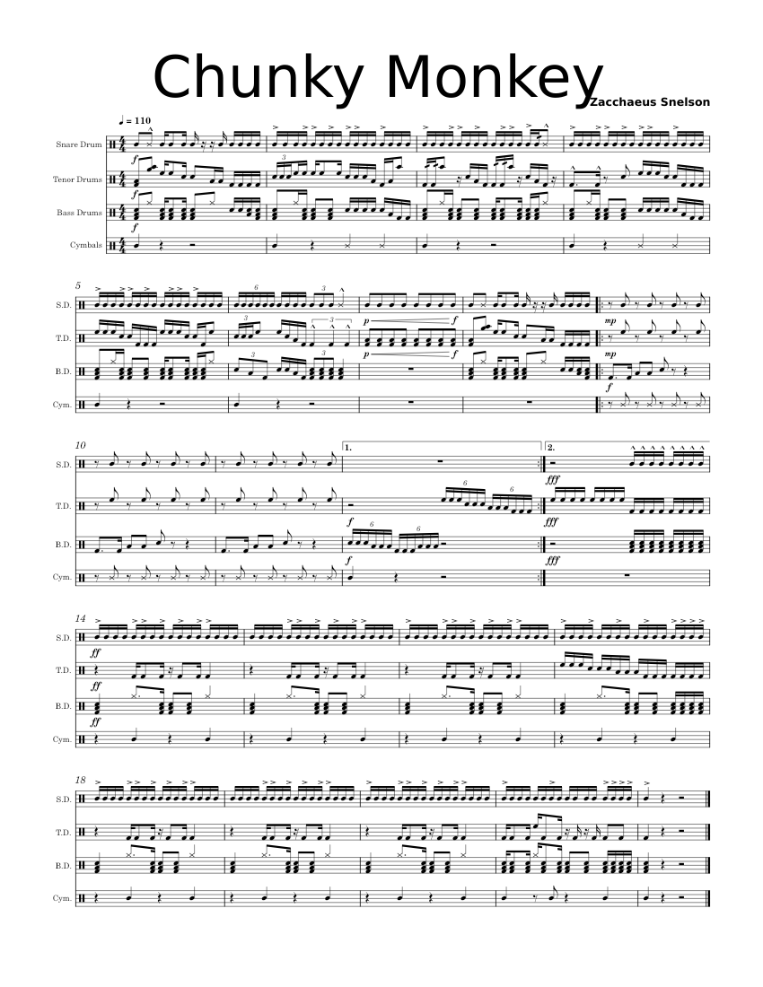 Chunky Monkey Sheet music for Tuba, Synthesizer, Trumpet other (Mixed ...