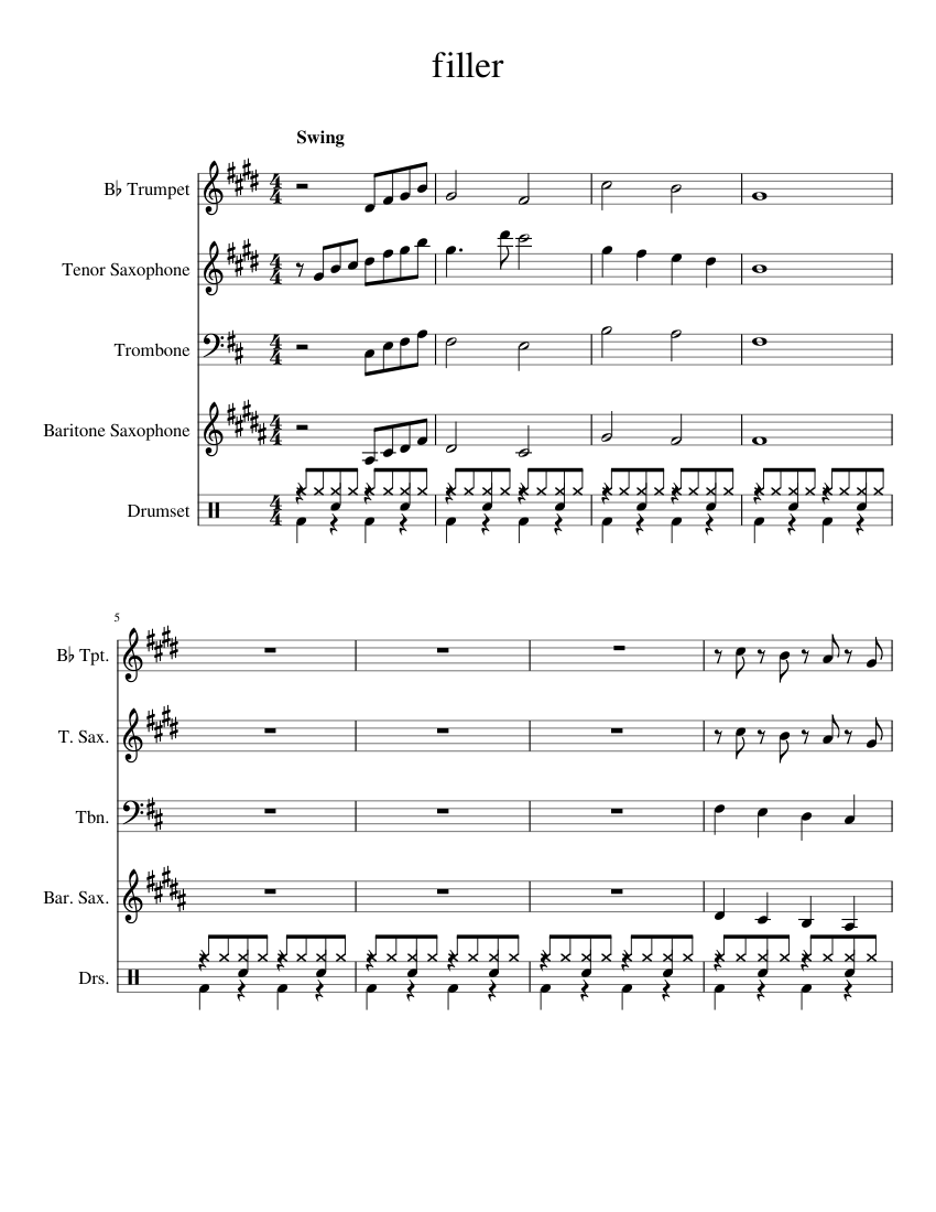 filler Sheet music for Trombone, Saxophone tenor, Saxophone baritone ...