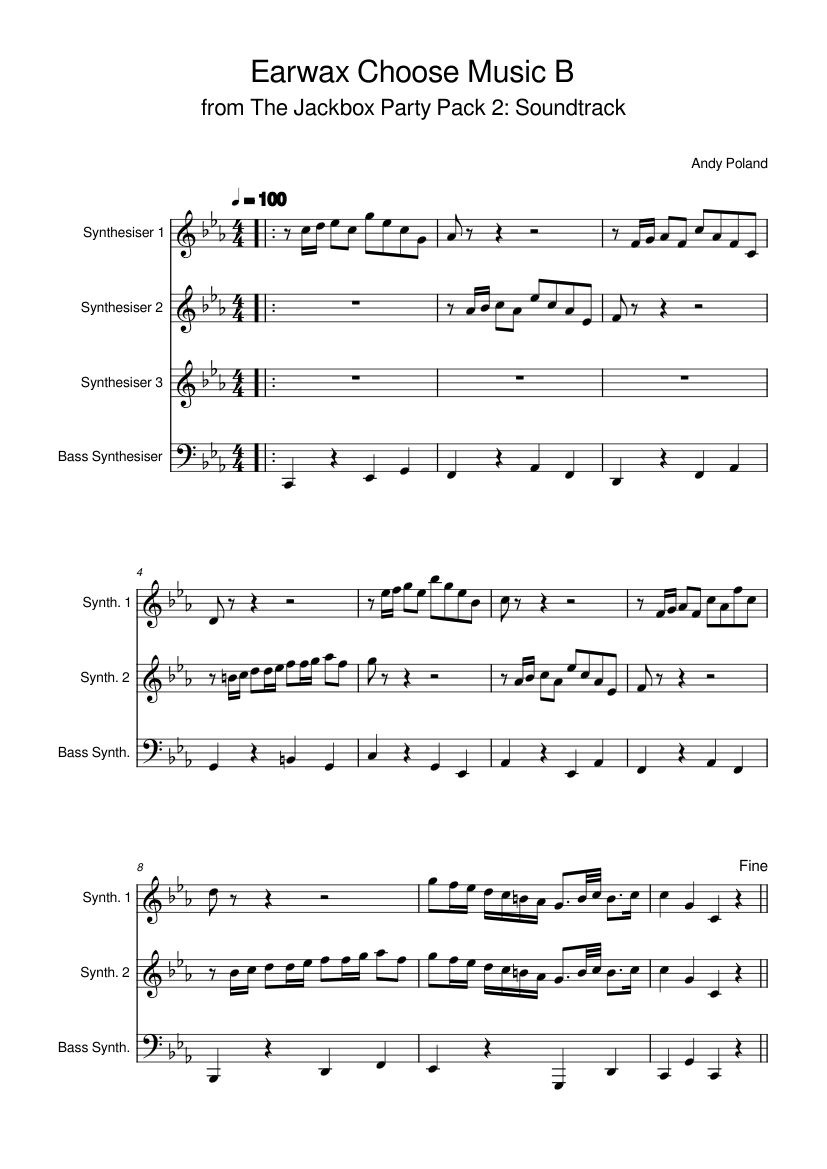 Earwax Choose Music B – Andy Poland Sheet Music for Bass guitar ...