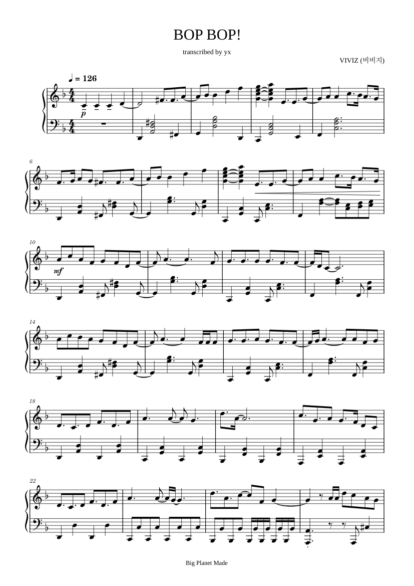 BOP BOP! – VIVIZ Sheet Music for Piano (Solo) | MuseScore.com
