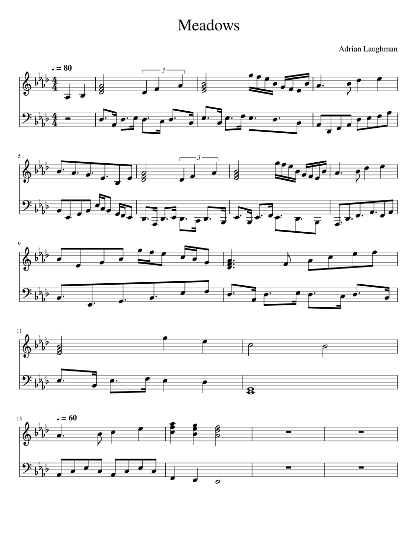 Meadows Sheet music for Piano (Solo) Easy | Musescore.com