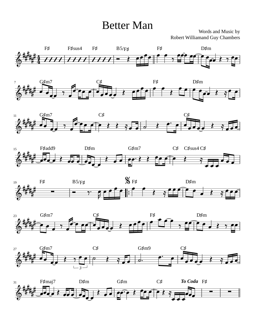 Better Man Sheet music for Piano (Solo) | Musescore.com
