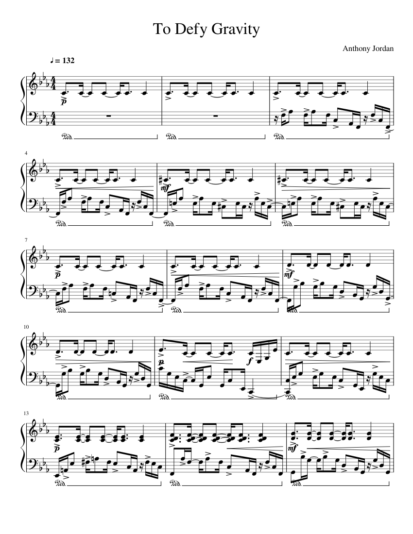 To Defy Gravity | Original Composition Sheet music for Piano (Solo ...