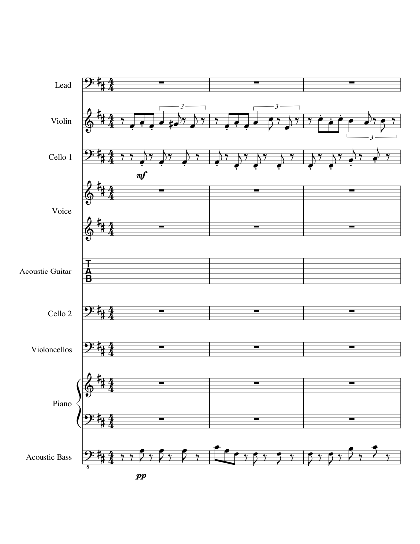 Untitled Pop Song Sheet music for Piano, Vocals, Violin, Cello & more ...