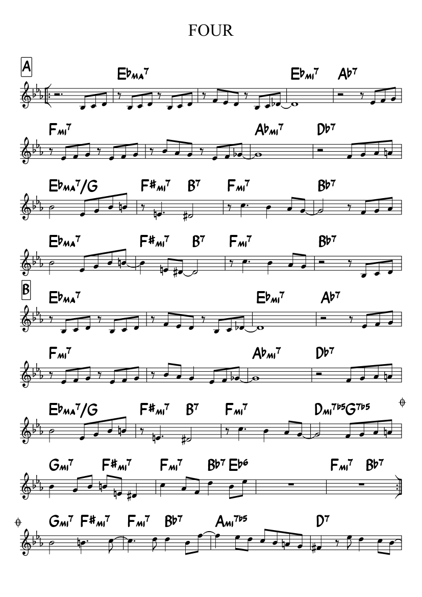 Four (Miles DAVIS) Sheet music for Piano (Solo) | Musescore.com
