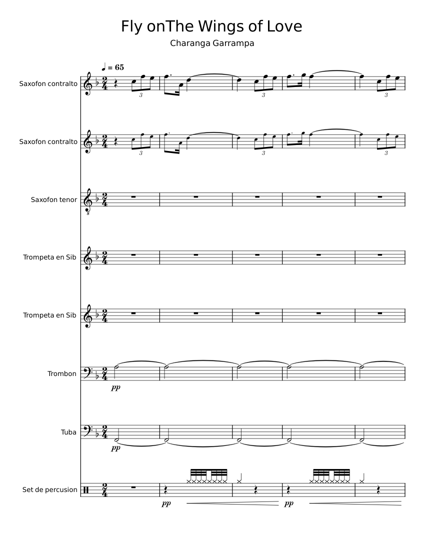 Fly on The Wings of Love Sheet music for Trombone, Tuba, Saxophone alto ...