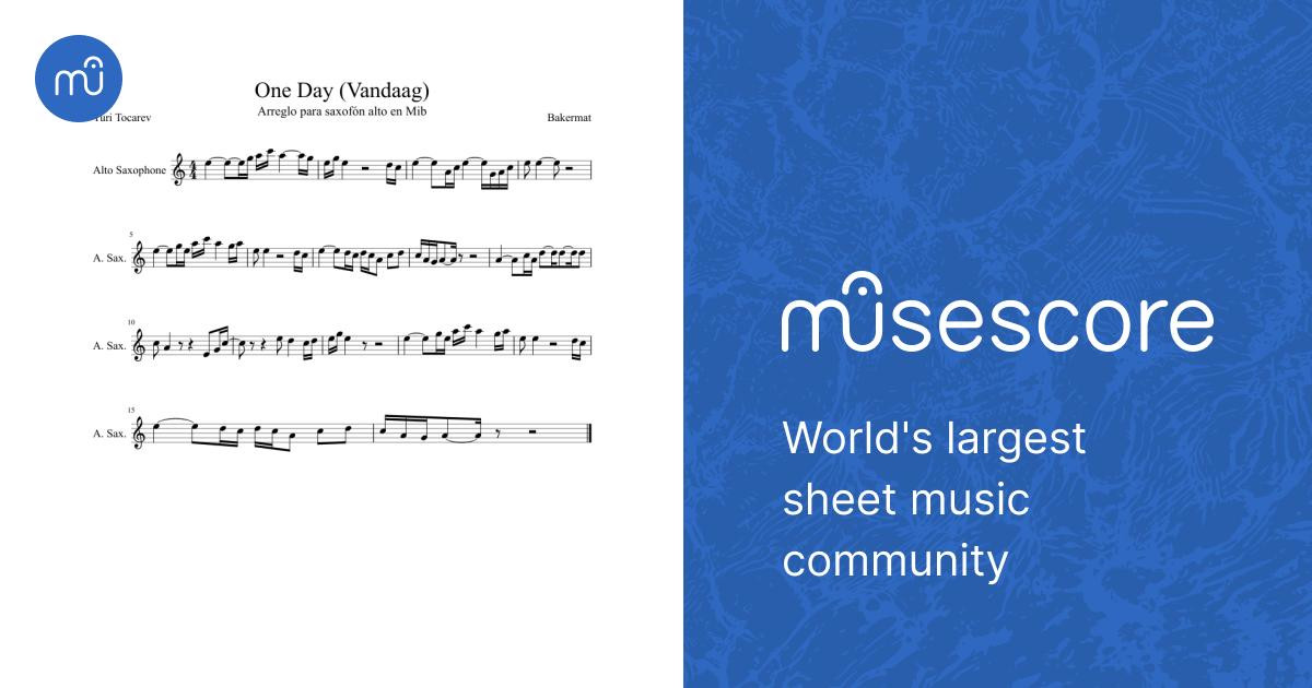 One Day (Vandaag) - Bakermat Sheet music for Saxophone alto (Solo ...