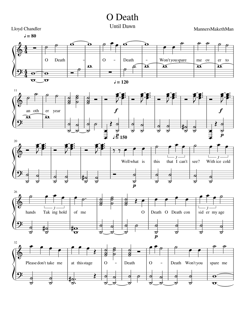 O Death Sheet music for Piano (Solo) | Musescore.com