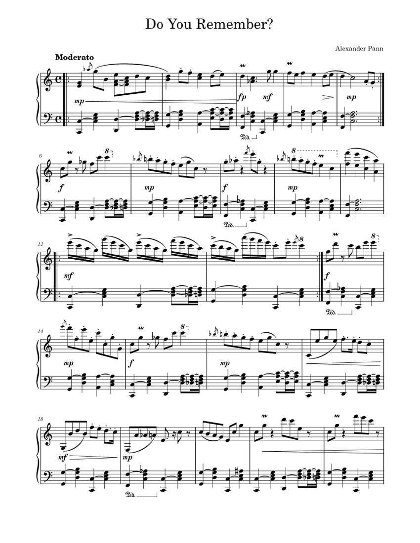 Do you remember? - Alexander Pann Sheet music for Piano (Solo ...