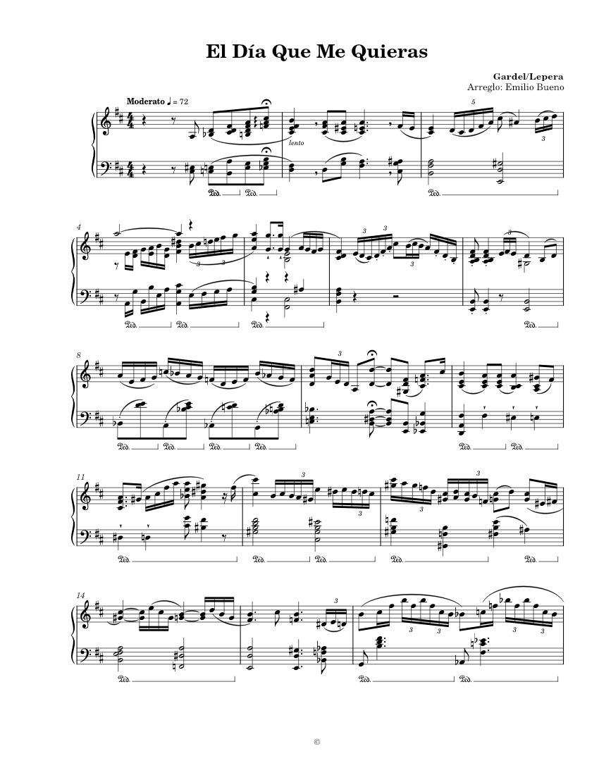 El Dia Que Me Quieras – Carlos Gardel Sheet music for Piano (Solo) | Musescore.com