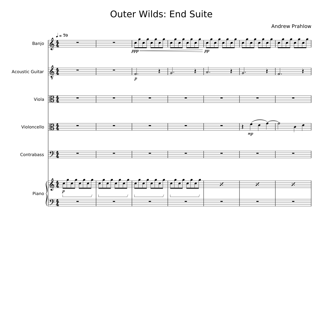 Outer Wilds - Reprise - Andrew Prahlow Sheet music for Piano, Contrabass, Guitar, Strings group ...
