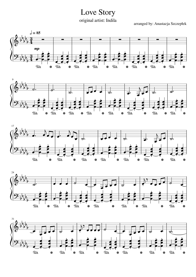 Love Story (piano ver.) Sheet music for Piano (Solo) Easy | Musescore.com