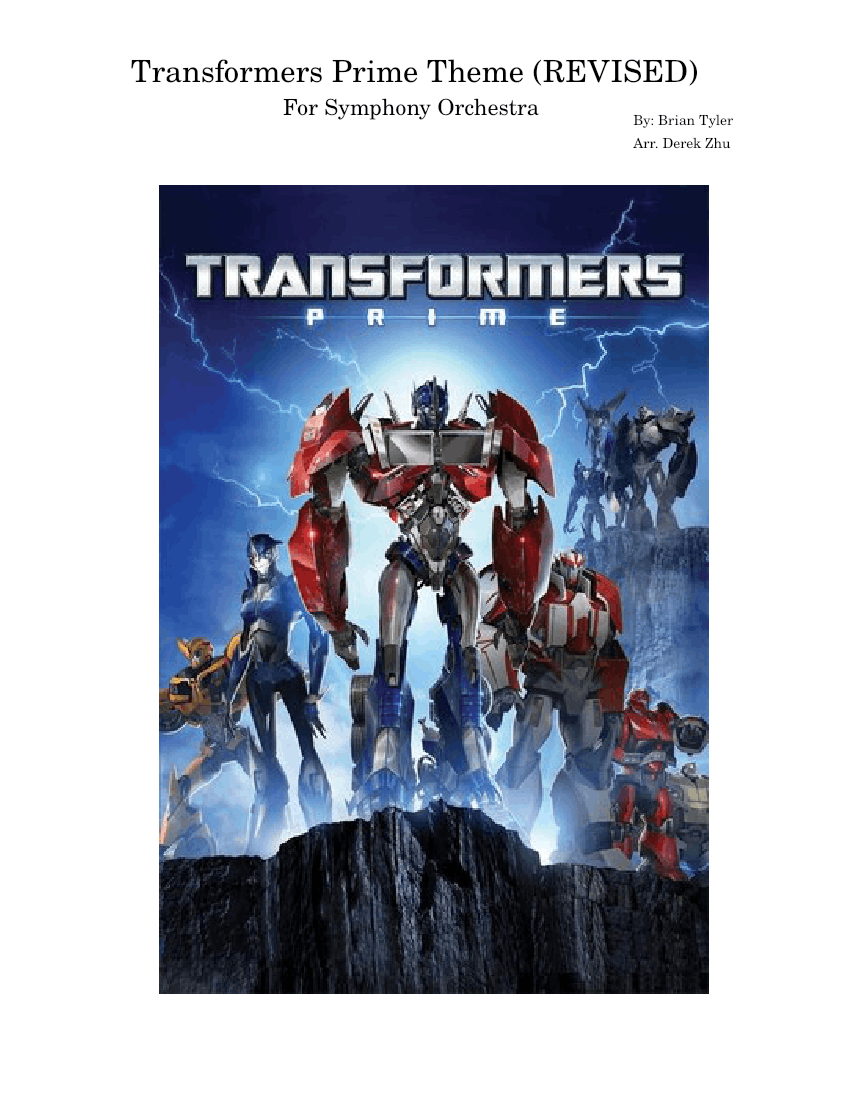 Transformers Prime Theme (REVISED) – Brian Tyler/ Arr. Derek Z. Sheet Music for Trombone, Tuba ...