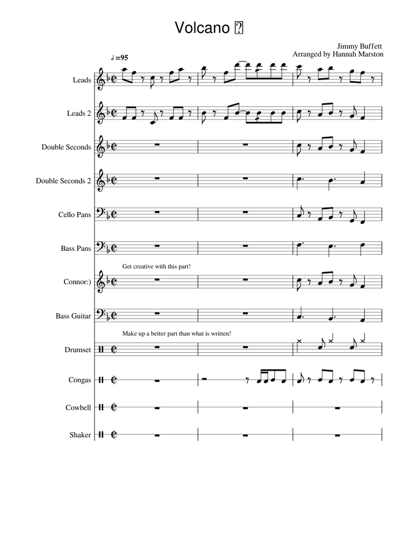 Volcano 🌋 Sheet music for Guitar, Bass guitar, Drum group, Conga & more ...
