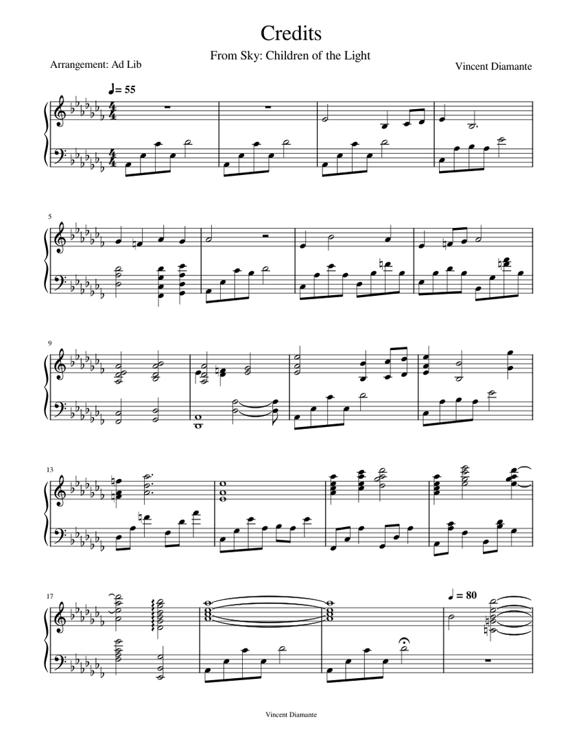 Sky: Children of the Light - Credits Sheet music for Piano (Solo ...