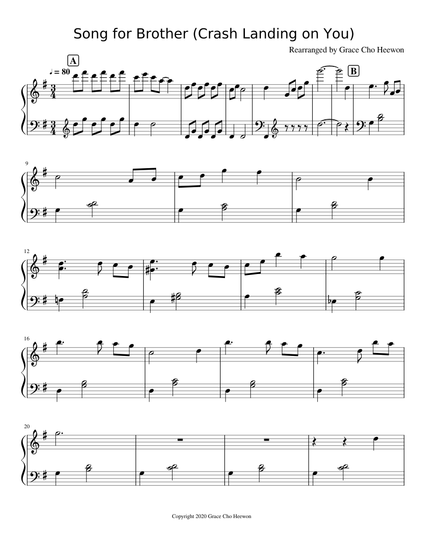 Song for Brother (Easy) Sheet Music for Piano (Solo) | MuseScore.com