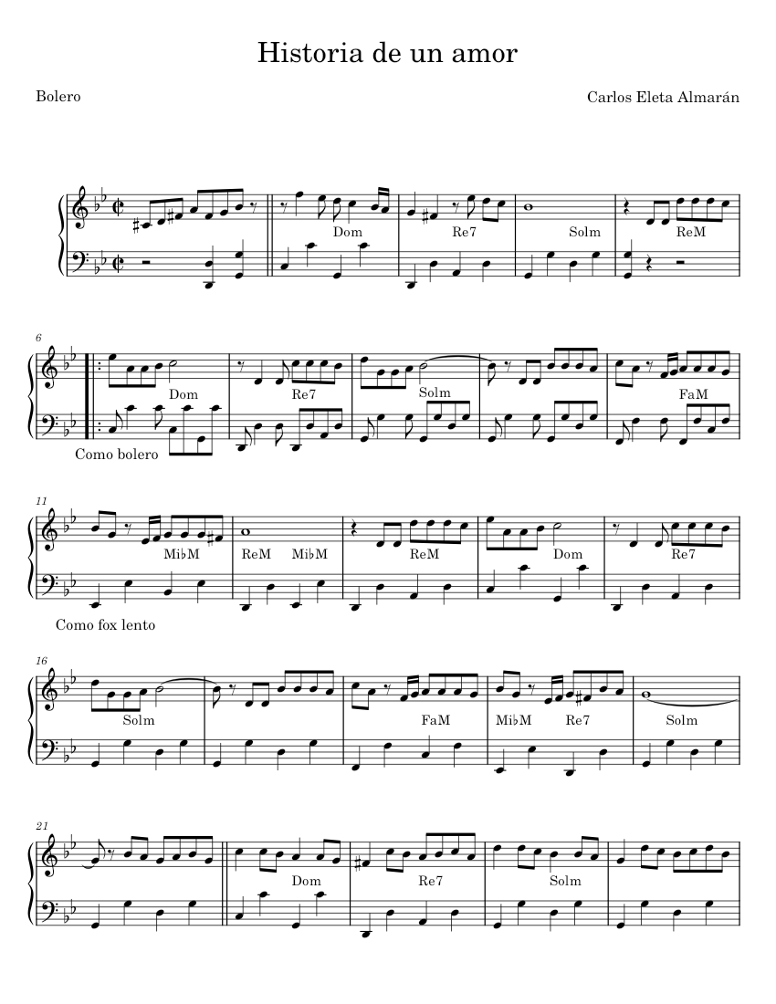 História de un amor - Carlos Eleta Almarán Sheet music for Piano (Solo ...