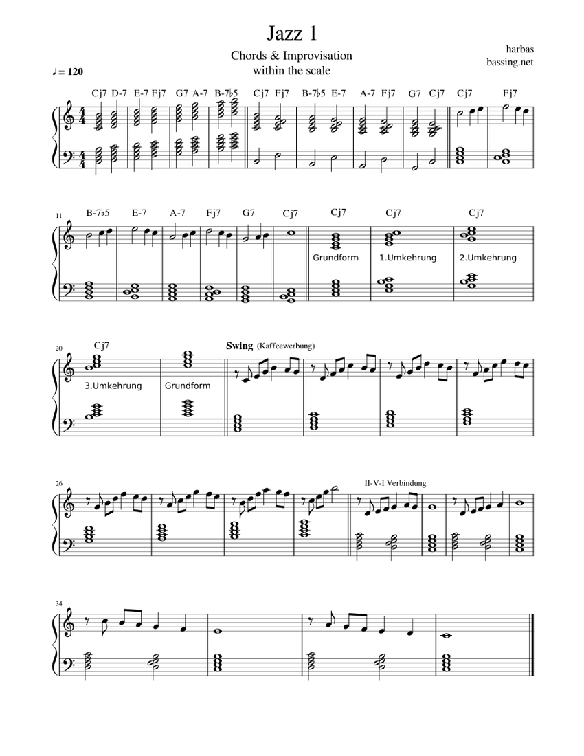 Jazz 1 Chords & Improvisation within the scale Sheet music for Piano (Solo) | Download and print ...
