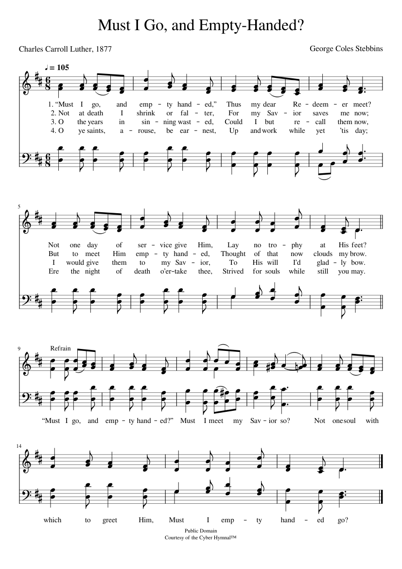 Must i go, and empty handed? - George C. Stebbins Sheet music for Piano ...