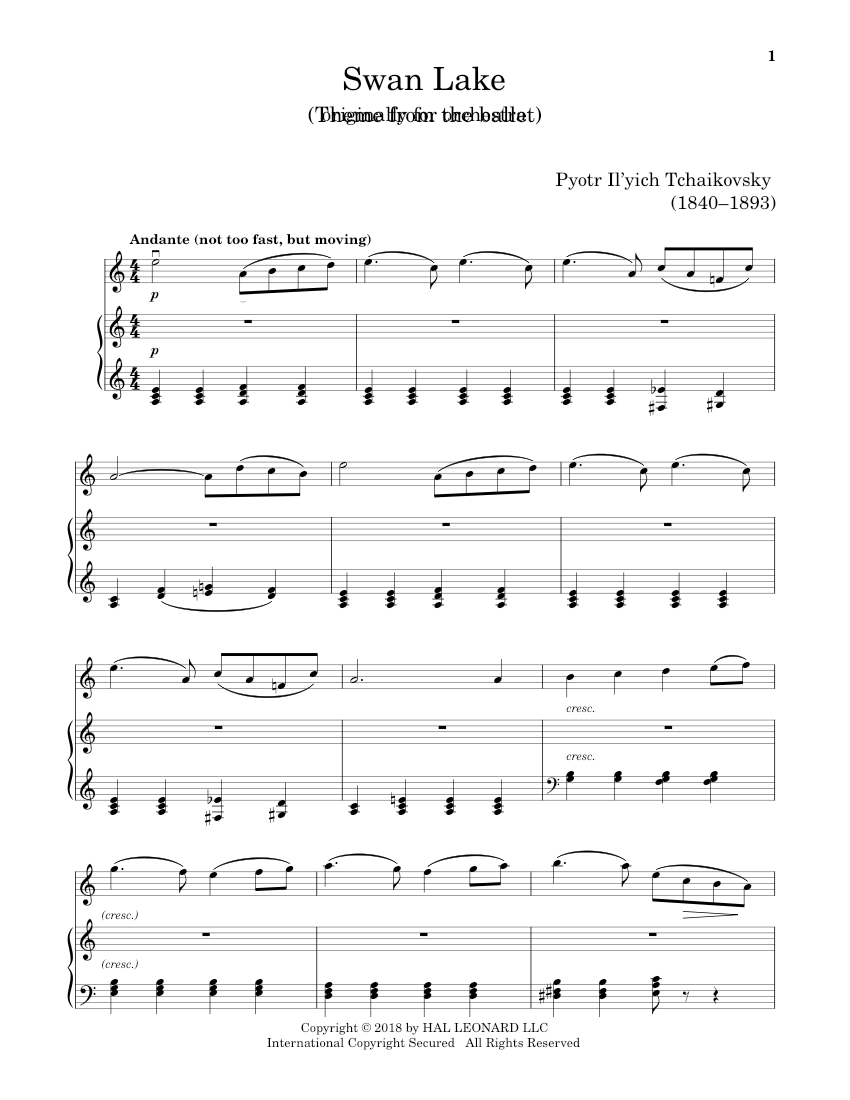 Play Official version of Swan Lake (ballet), Op.20 Sheet Music by Pyotr ...
