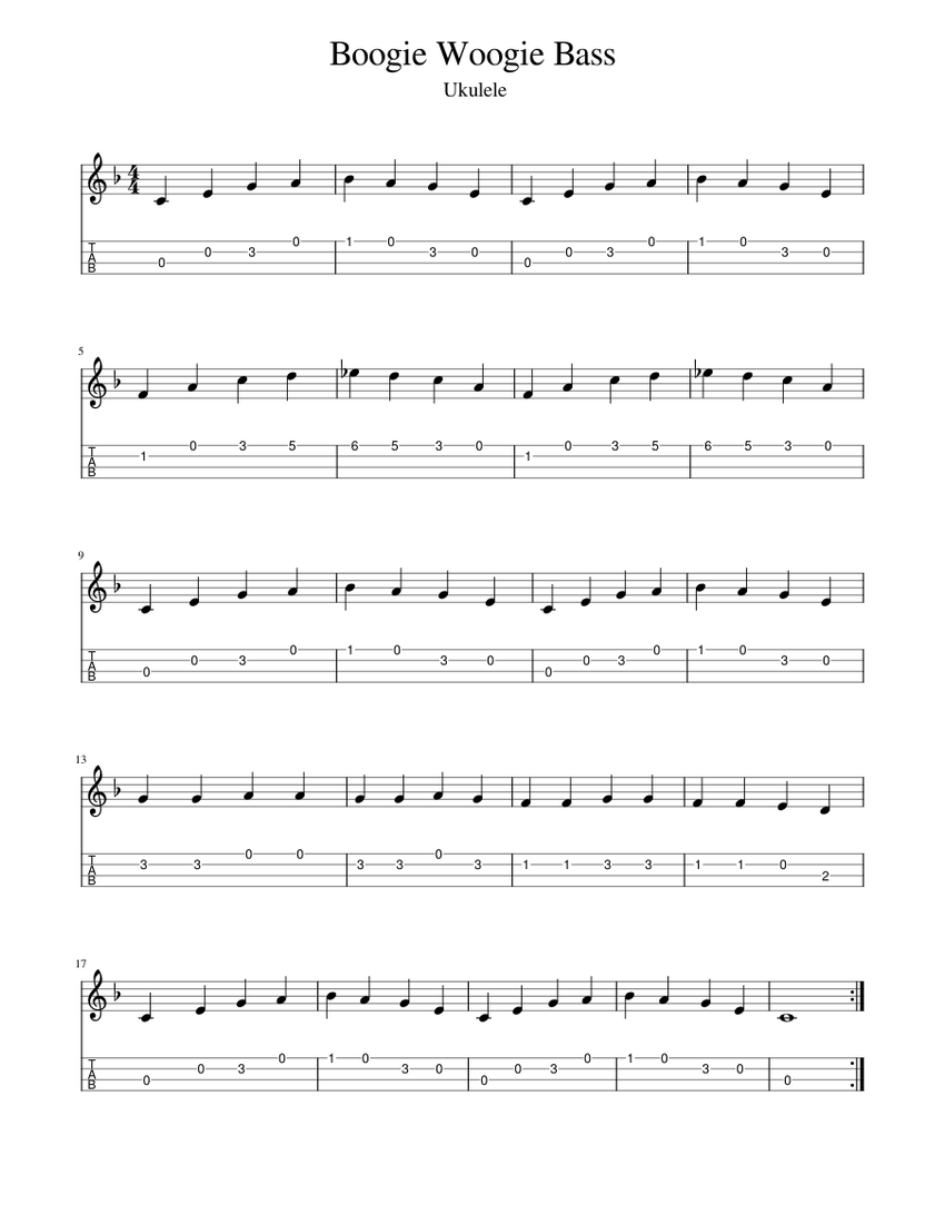 Boogie Woogie – Misc Traditional Sheet music for Ukulele (Solo ...