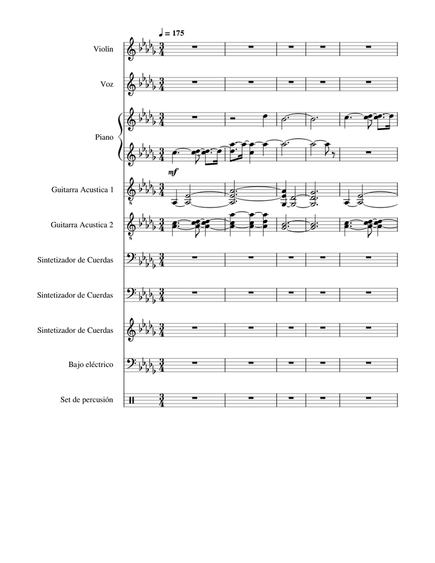 Mientes - Camila Sheet music for Piano, Vocals, Violin, Bass guitar ...