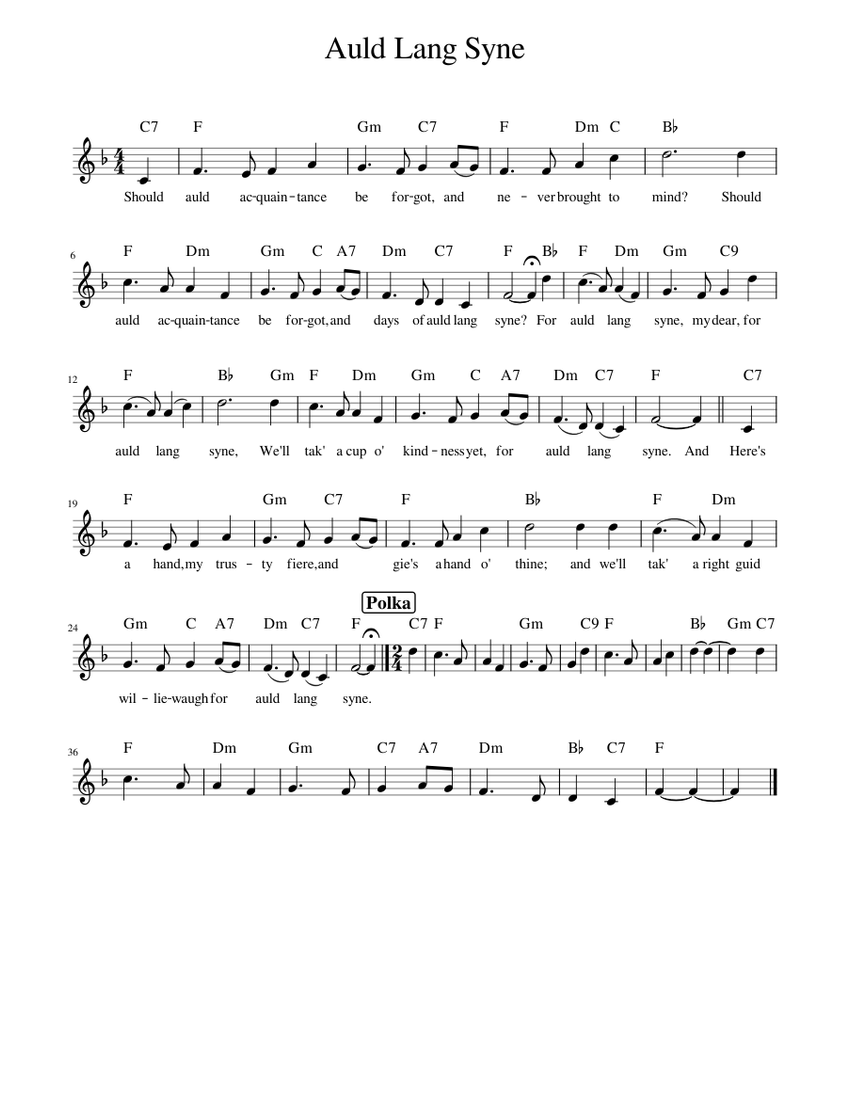 Auld Lang Syne Sheet music for Piano (Solo) Easy | Musescore.com