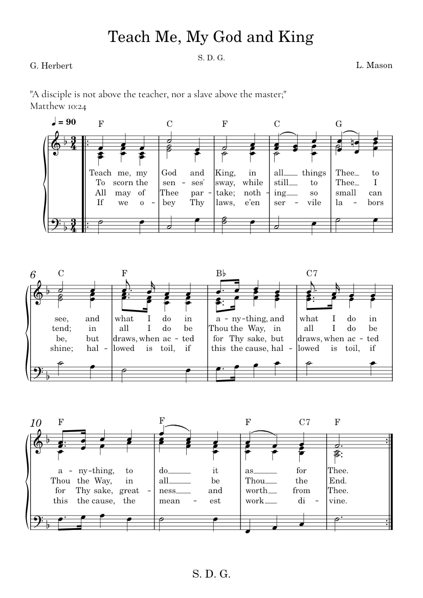 Teach Me, My God and King – psalm étude Sheet music for Piano (Solo ...