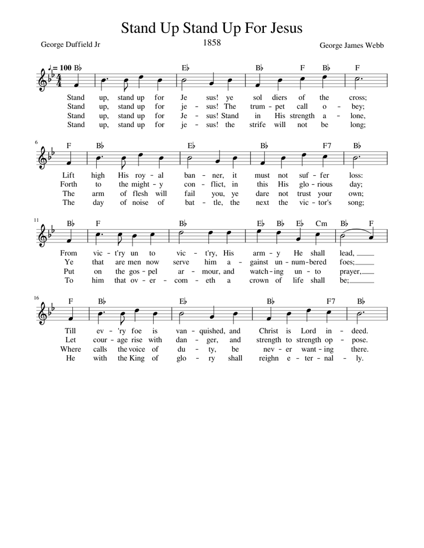 Stand Up Stand Up For Jesus Sheet music for Piano (Solo) Easy ...
