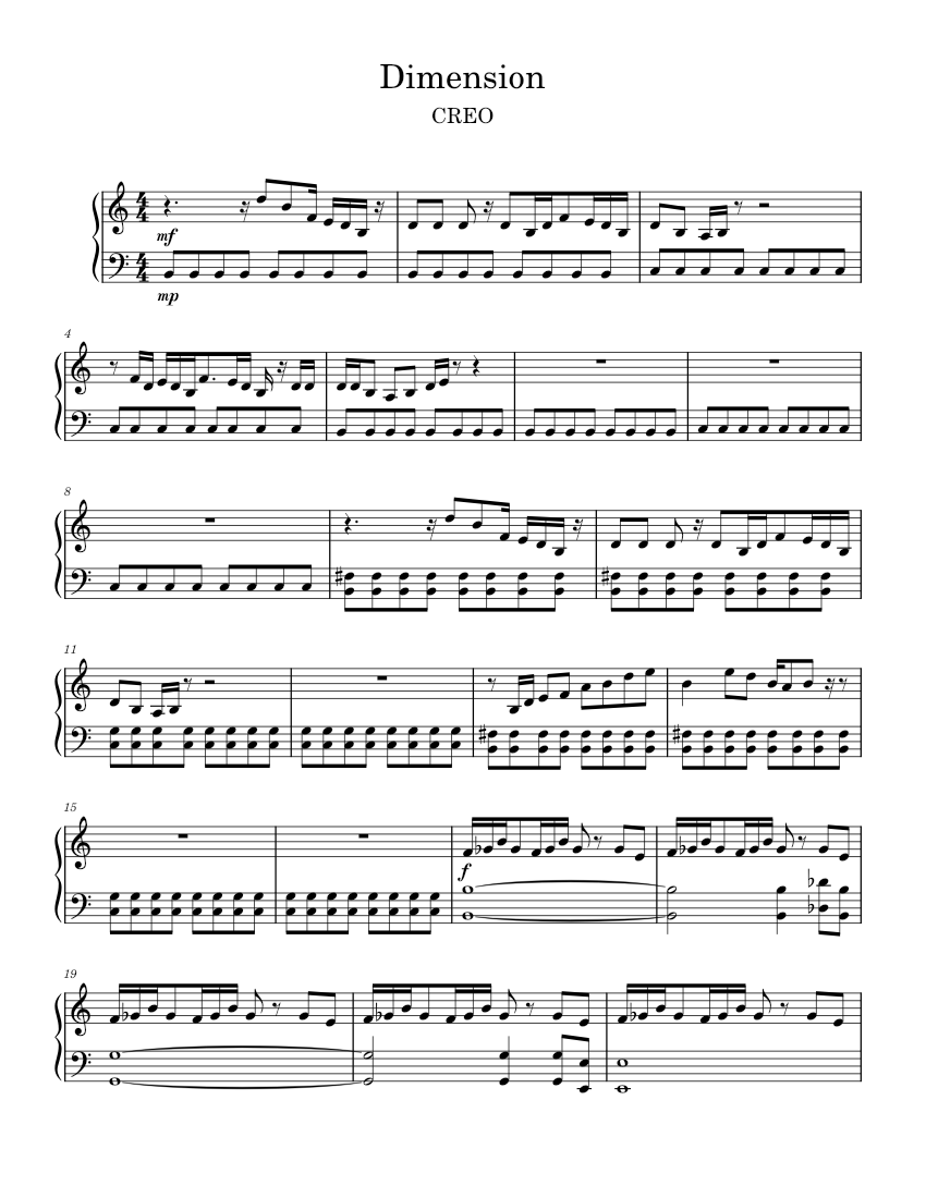 Dimension – Creo Dimension Sheet Music for Piano (Solo) easy ...