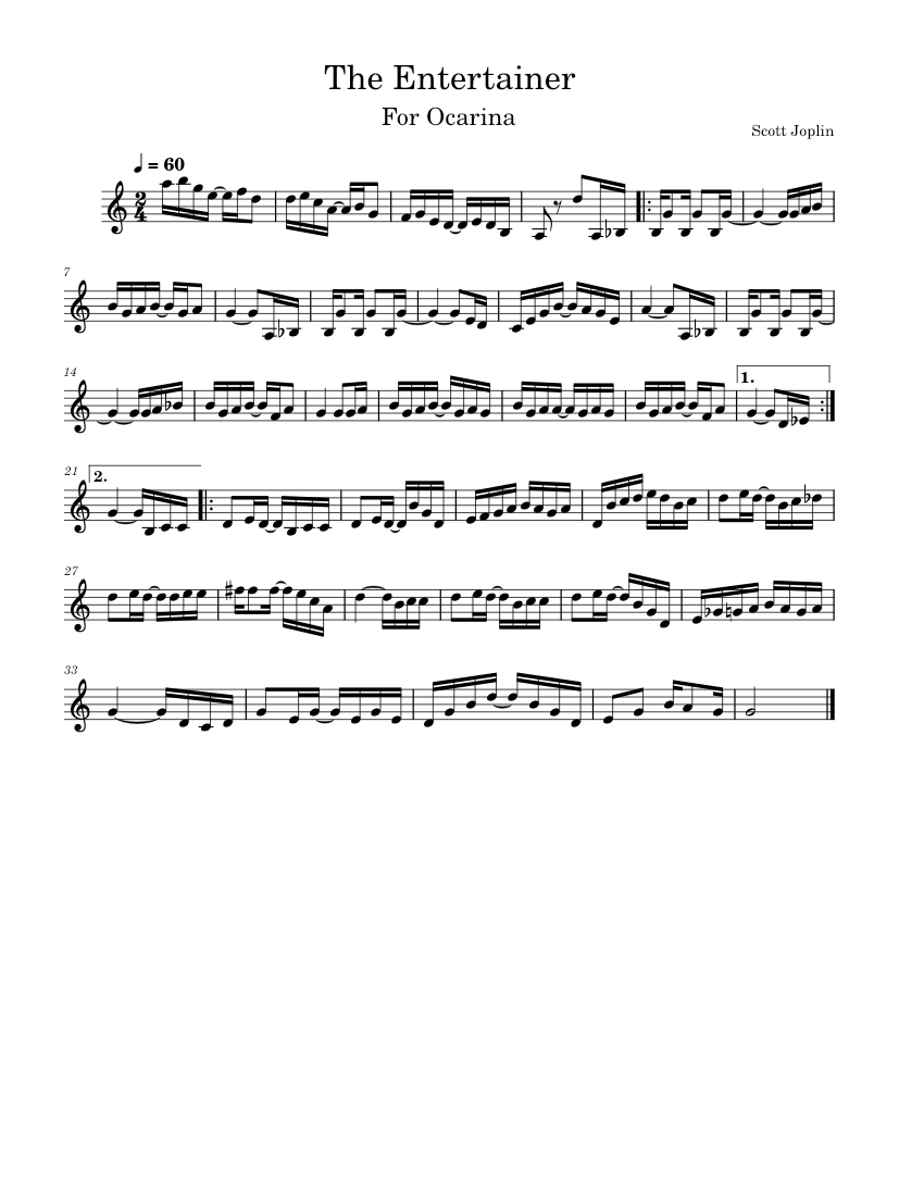 The entertainer – Scott Joplin Entertainer Sheet music for Flute other ...