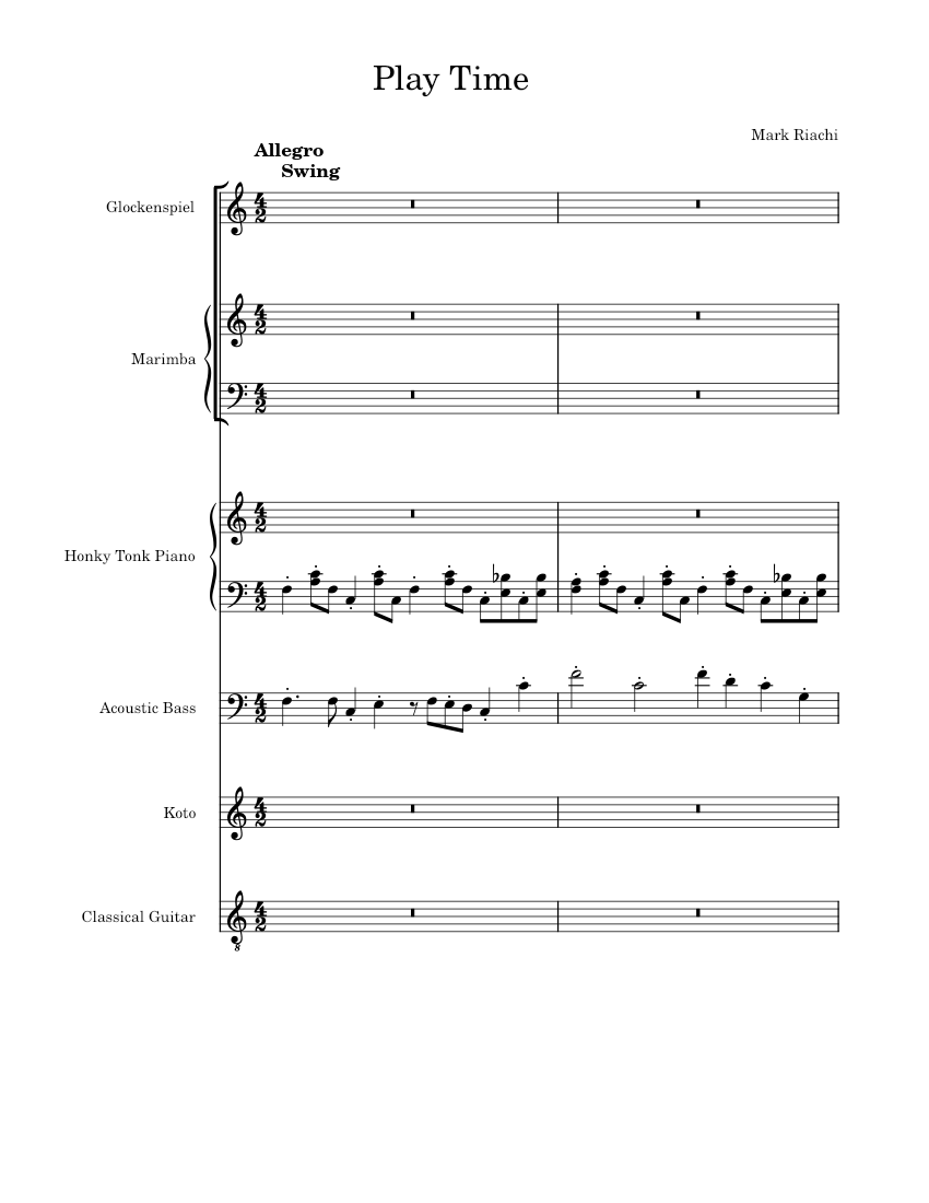 Play Time Sheet music for Piano, Glockenspiel, Guitar, Bass guitar ...