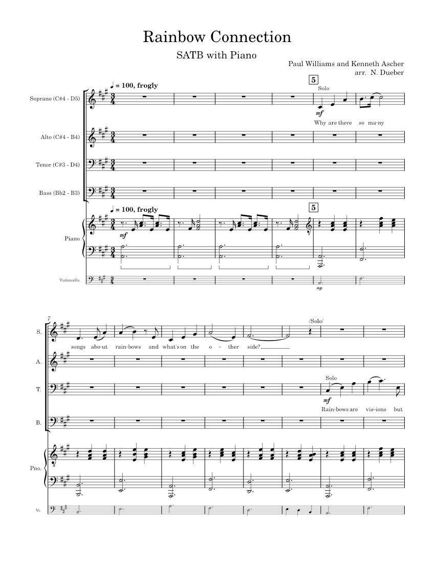 Rainbow Connection – Paul Williams and Kenneth Ascher Sheet Music for ...