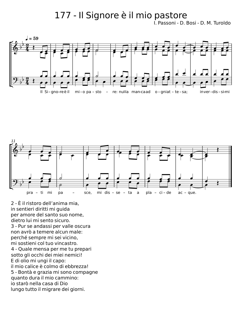 Il Signore è il mio pastore Sheet music for Synthesizer (Mixed Duet ...