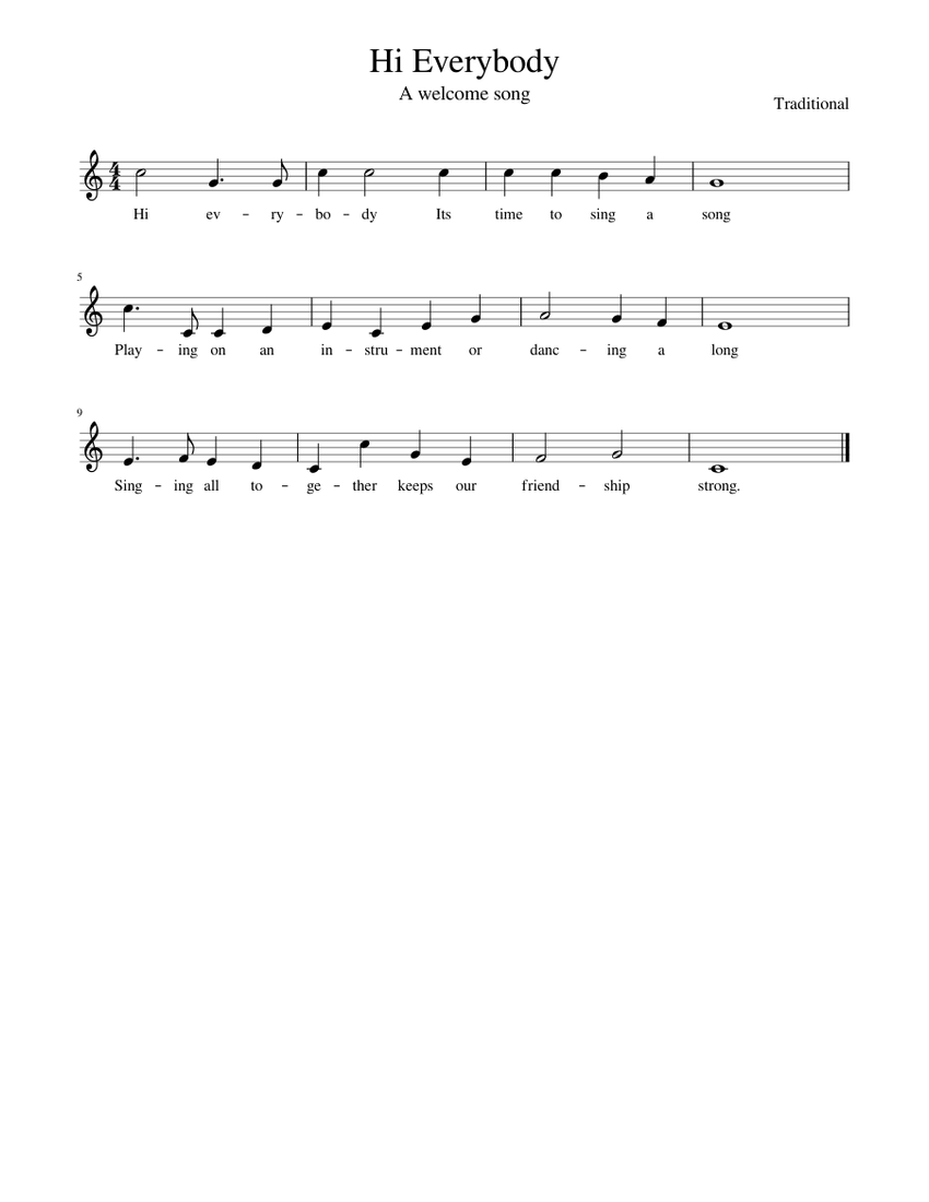 Hi Everybody Sheet music for Vocals (Solo) | Musescore.com