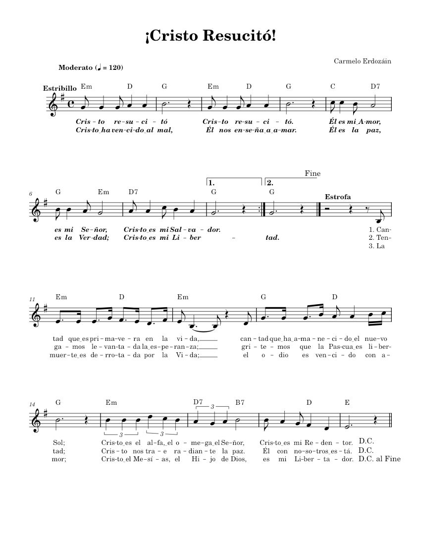 ¡Cristo Resucitó! (Carmelo Erdozáin) Sheet Music with Chords for Piano ...