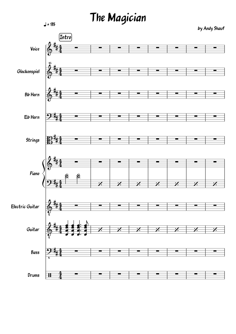TheMagician Sheet music for Piano, Vocals, Saxophone baritone, Trumpet ...