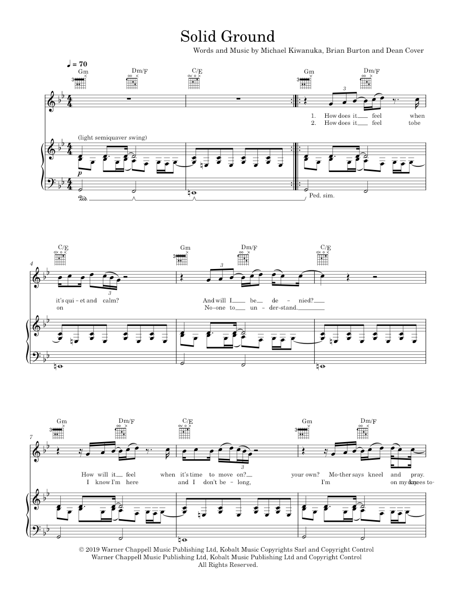 Solid Ground Sheet music for Piano, Vocals by Michael Kiwanuka: Music ...