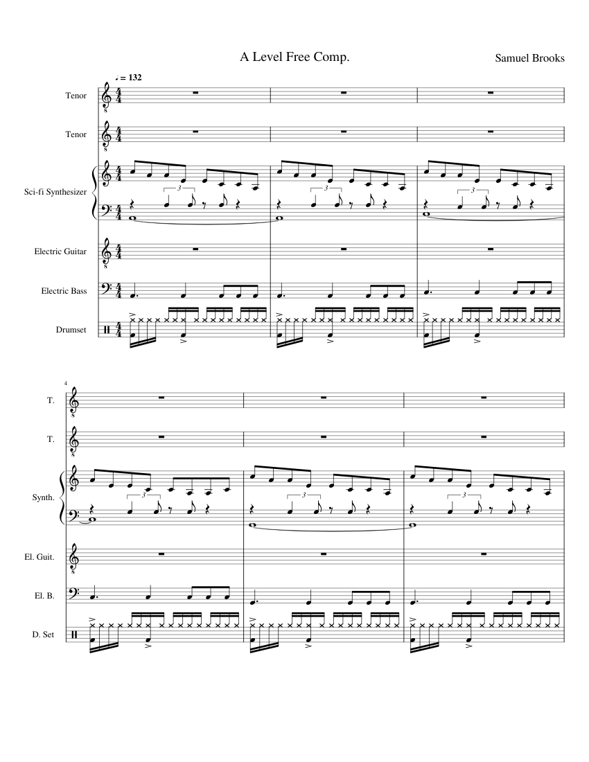 A-Level Free Comp - Sam B (2) Sheet music for Tenor, Guitar, Bass ...