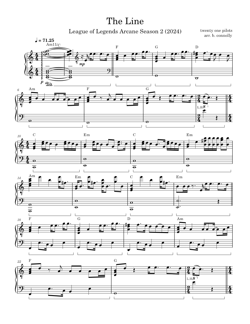 The Line – Twenty One Pilots (Piano) Sheet Music for Piano (Solo ...