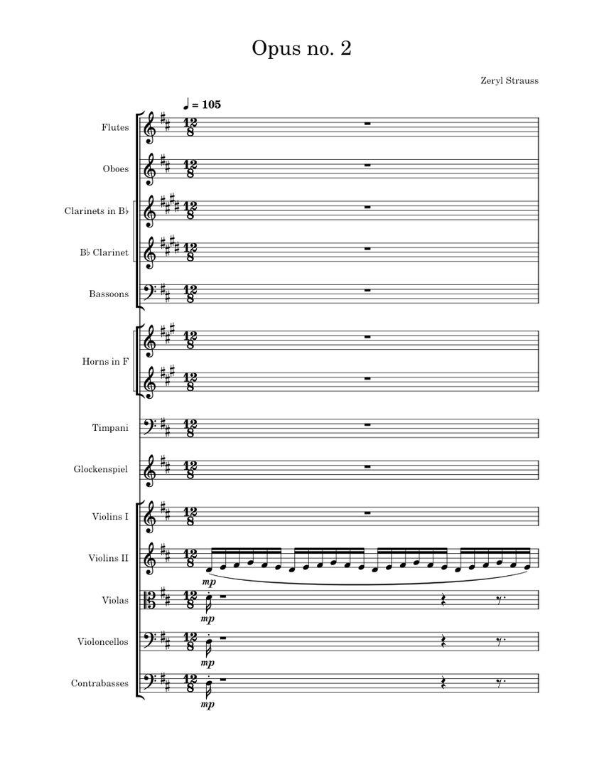 Opus no.2 Sheet music for Flute, Oboe, Clarinet in b-flat, Bassoon ...